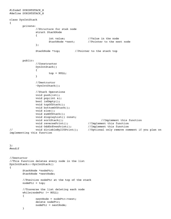 Solved #ifndef DYNINTSTACK_H #define DYNINTSTACK H class | Chegg.com