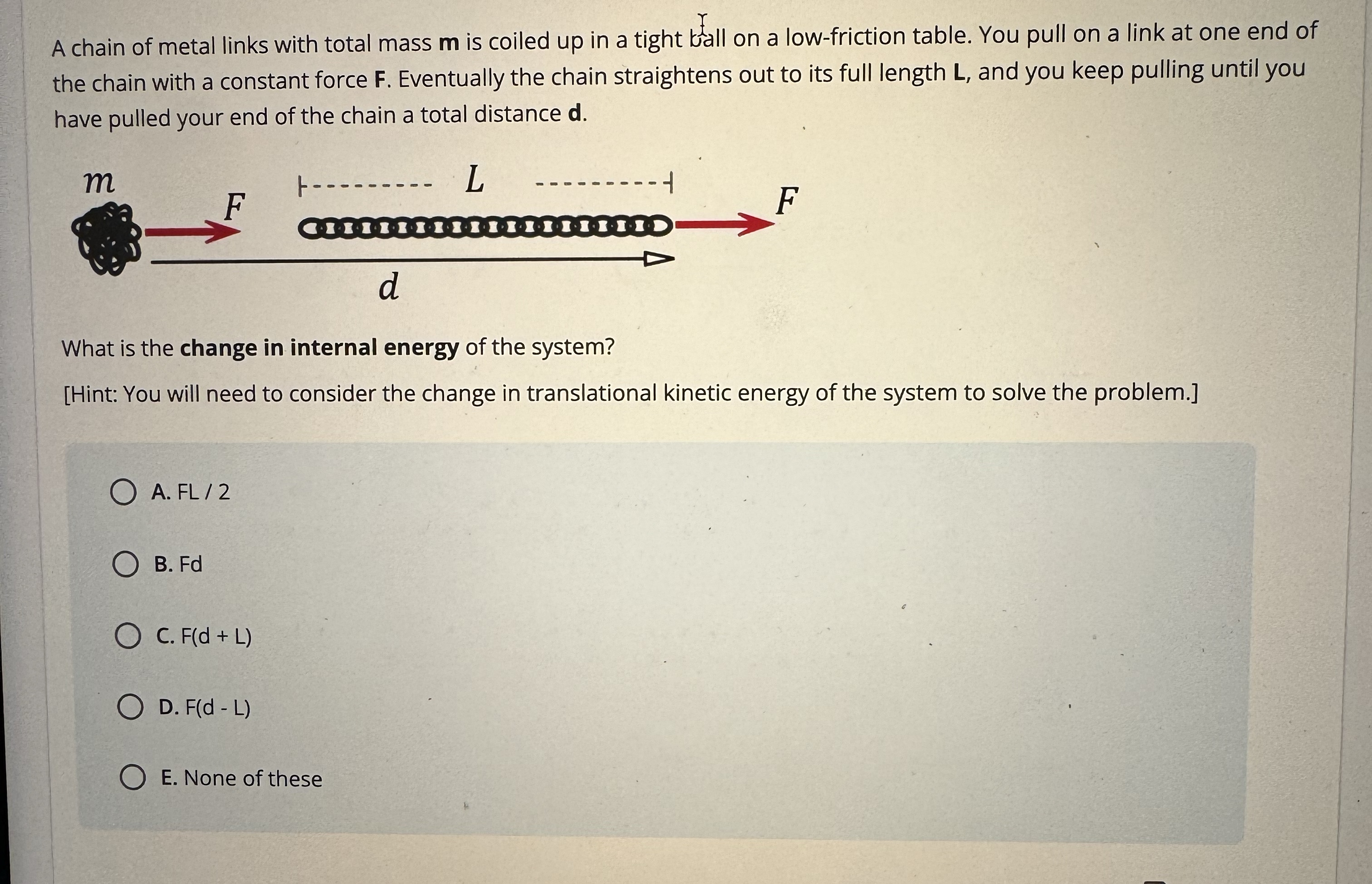 Solved A chain of metal links with total mass m ﻿is coiled | Chegg.com