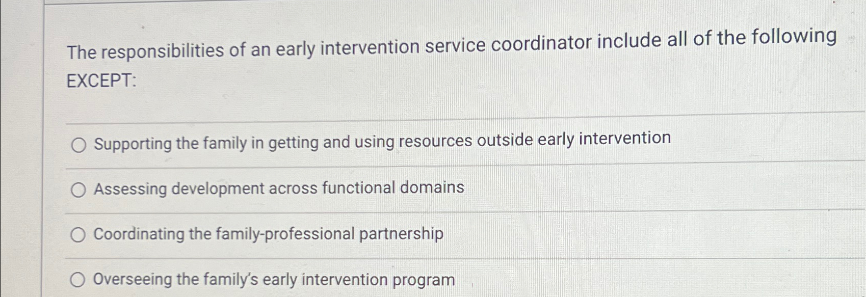 Solved The responsibilities of an early intervention service | Chegg.com