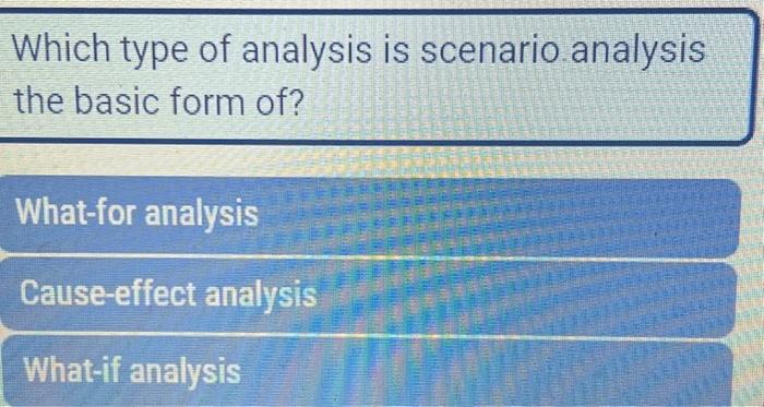 Solved Which type of analysis is scenario analysis the basic | Chegg.com