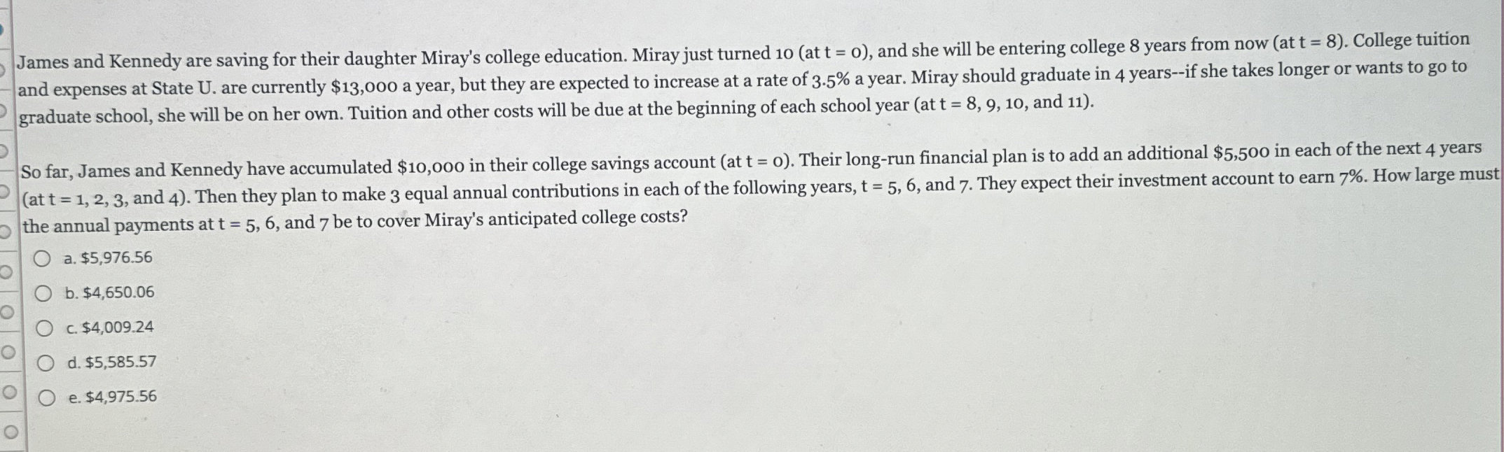Solved James and Kennedy are saving for their daughter | Chegg.com