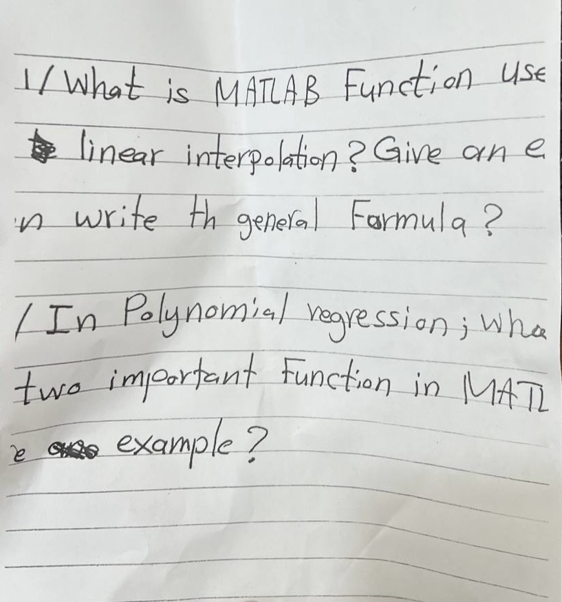 Solved I/ ﻿What is MATLAB Function USe linear interpolation? | Chegg.com