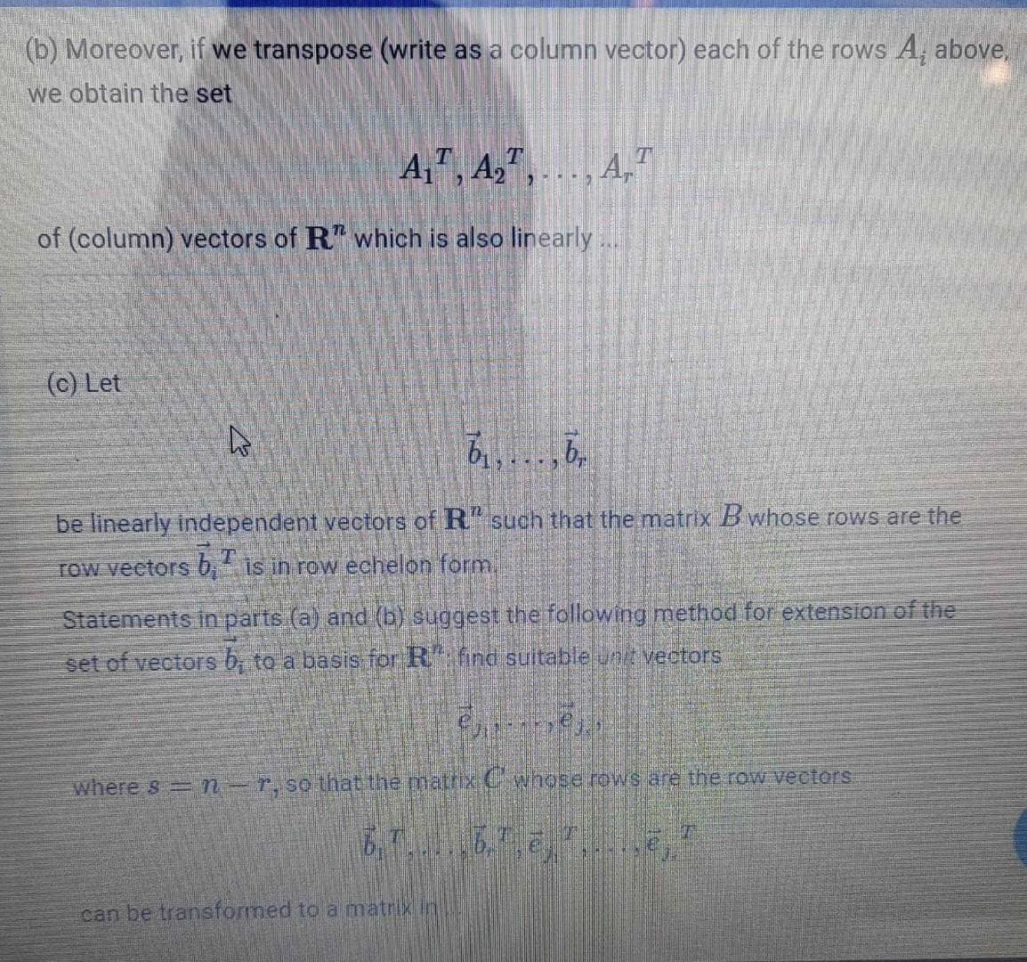 Solved (Linear Spans). Recall that the transpose operation | Chegg.com