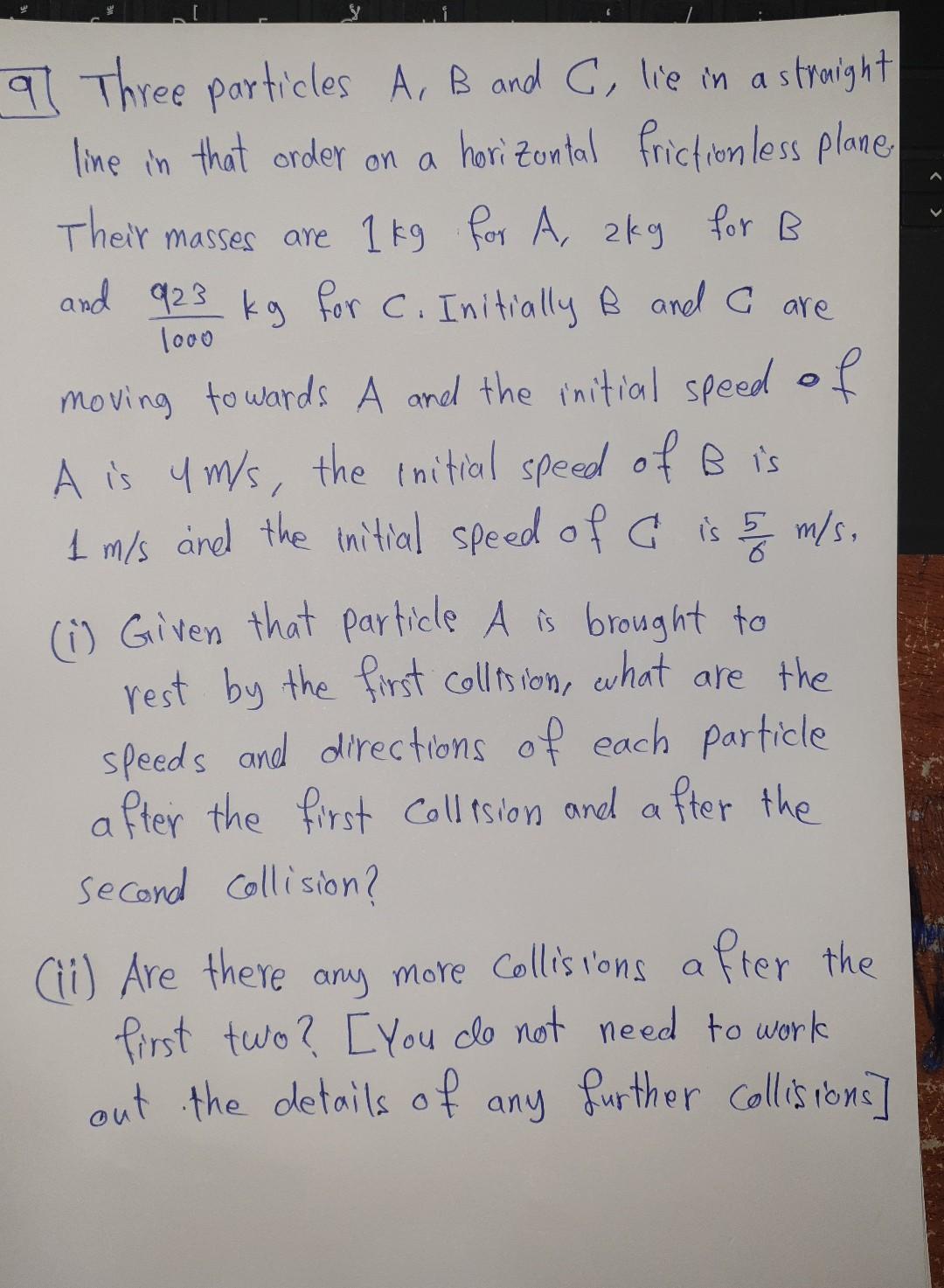 Solved 1000 9 Three particles A, B and C, lie in a straight | Chegg.com