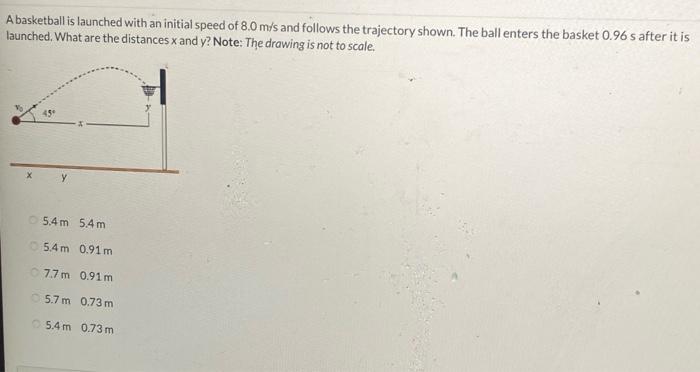 [Solved]: A basketball is launched with an initial speed of