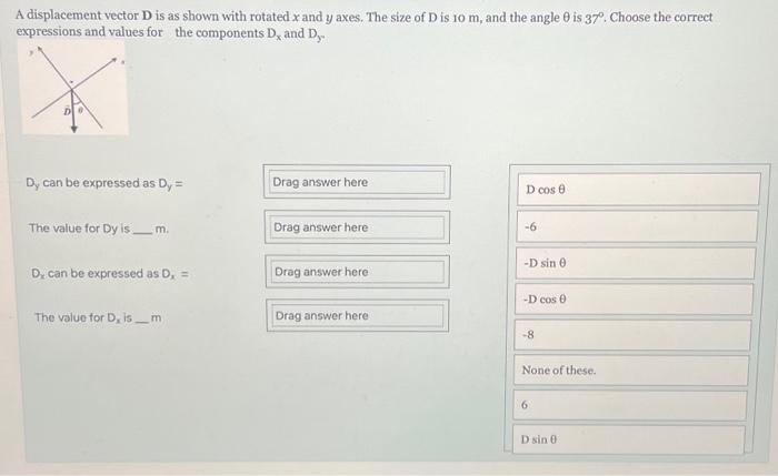 Solved displacement vector D is as shown with rotated x and | Chegg.com