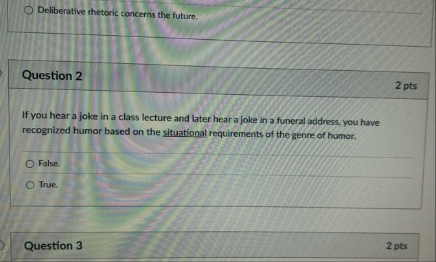 Solved ﻿Deliberative rhetoric concerns the future.Question | Chegg.com