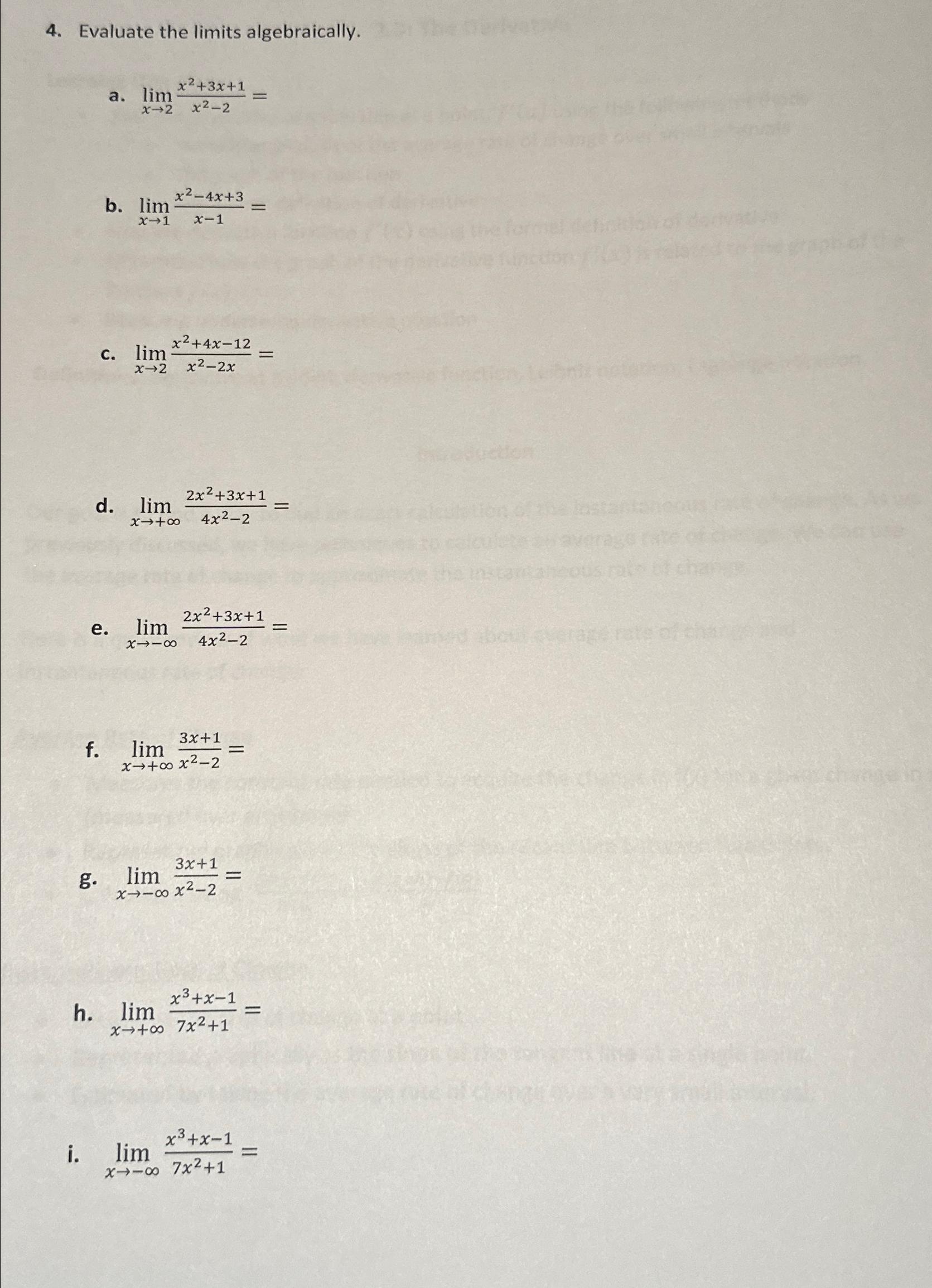 Solved Evaluate the limits | Chegg.com