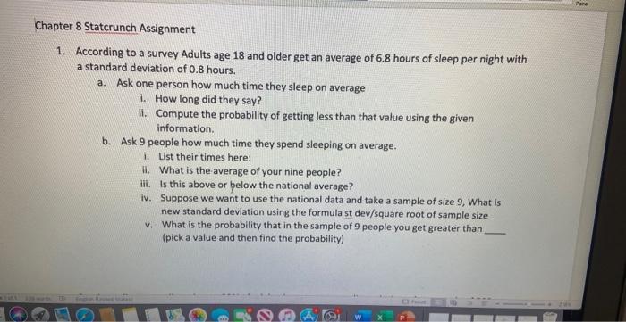 Solved hapter 8 Statcrunch Assignment 1. According to a | Chegg.com