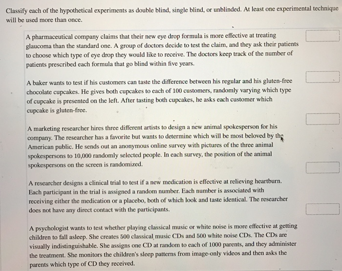 Solved Classify each of the hypothetical experiments as | Chegg.com