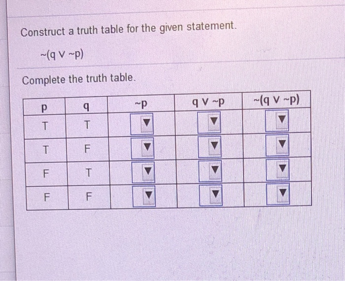 Solved Construct A Truth Table For The Given Statement