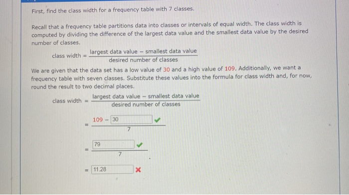 Solved First, find the class width for a frequency table | Chegg.com Solved First, find the class width for a frequency table | Chegg.com