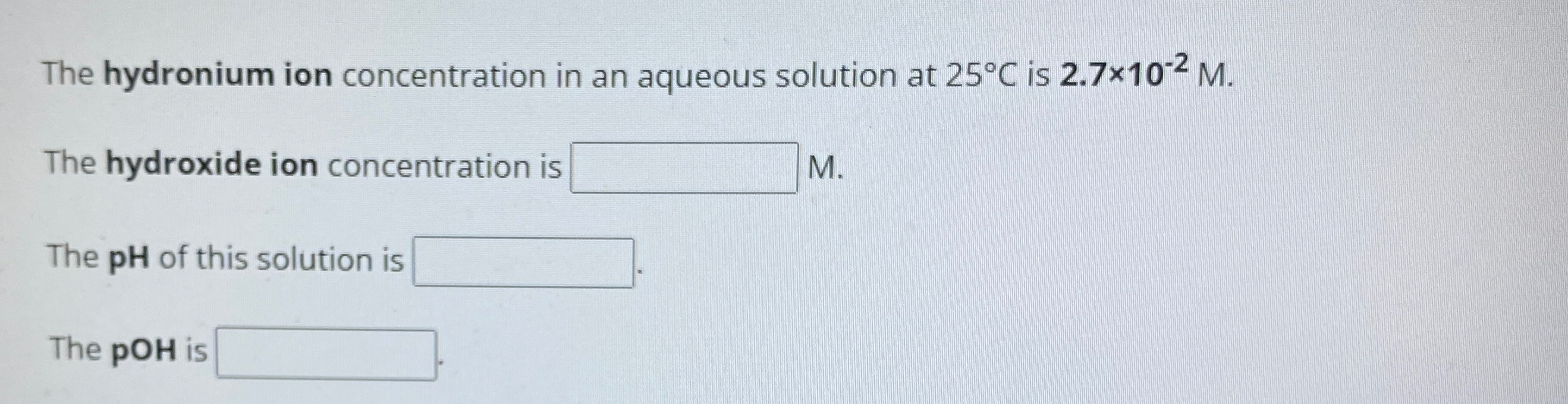 Solved The hydronium ion concentration in an aqueous | Chegg.com