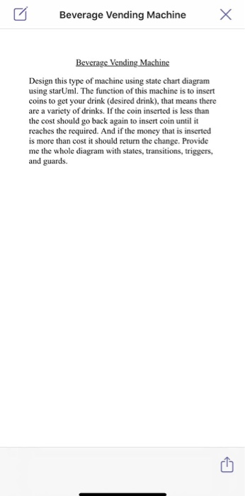 Solved Beverage Vending Machine Х Beverage Vending Machine | Chegg.com