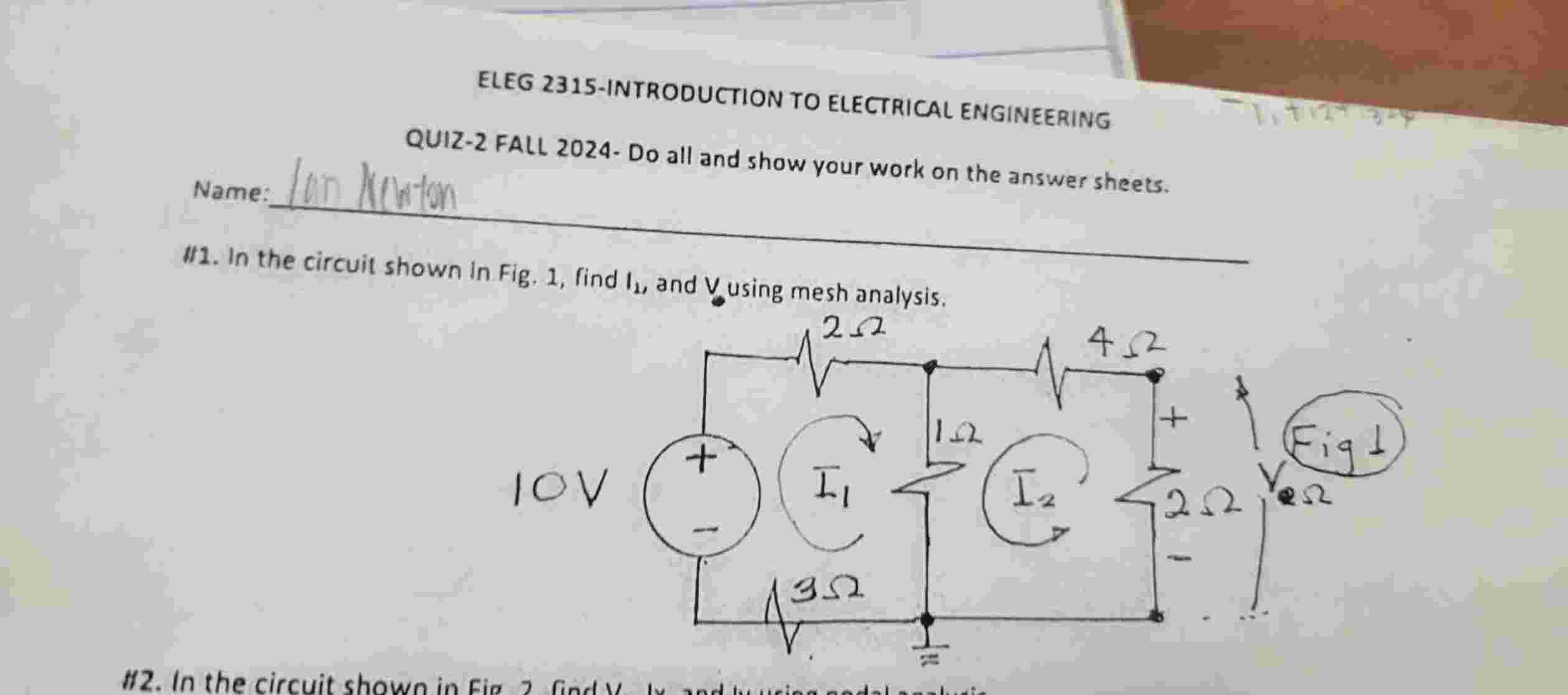 Solved in the circuit shown in fig 1. ﻿find i1 ﻿and v using | Chegg.com
