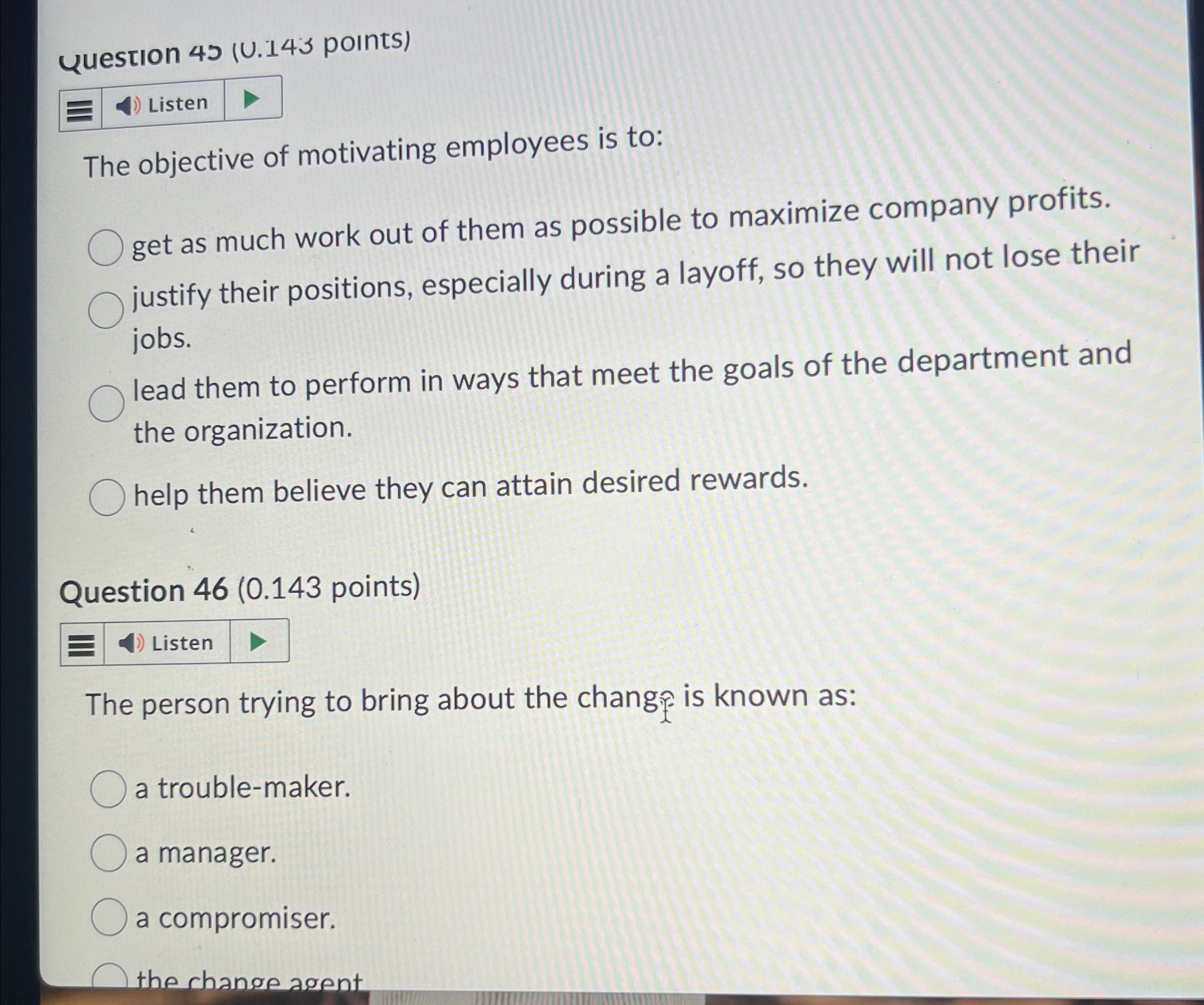Solved Question 43 (U.143 ﻿points)ListenThe objective of | Chegg.com