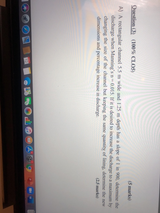 Solved Question (3) (100% CLO5) (5 marks) A) A rectangular | Chegg.com