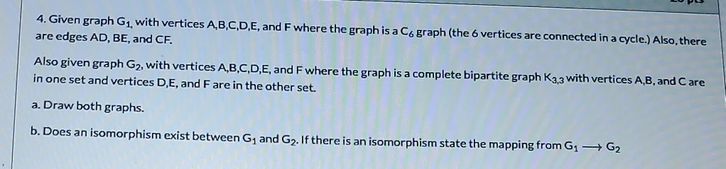 Solved 4. Given graph G1, with vertices A,B,C,D,E, and | Chegg.com