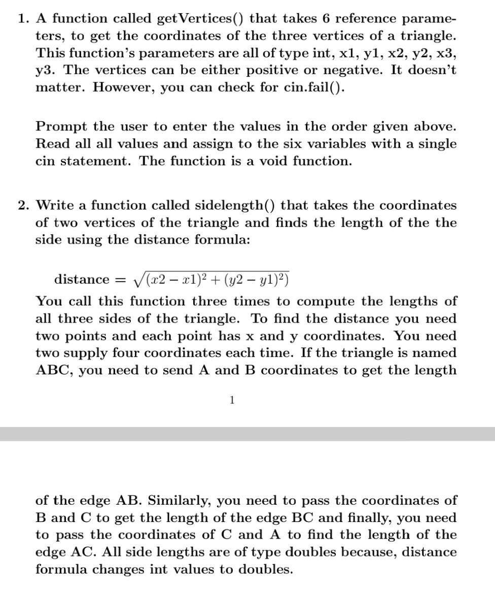 1. A function called getVertices() that takes 6 | Chegg.com