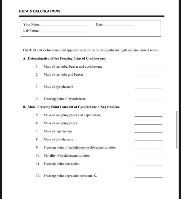 Solved A. Determination of the freezing point of Cyclohexane | Chegg.com