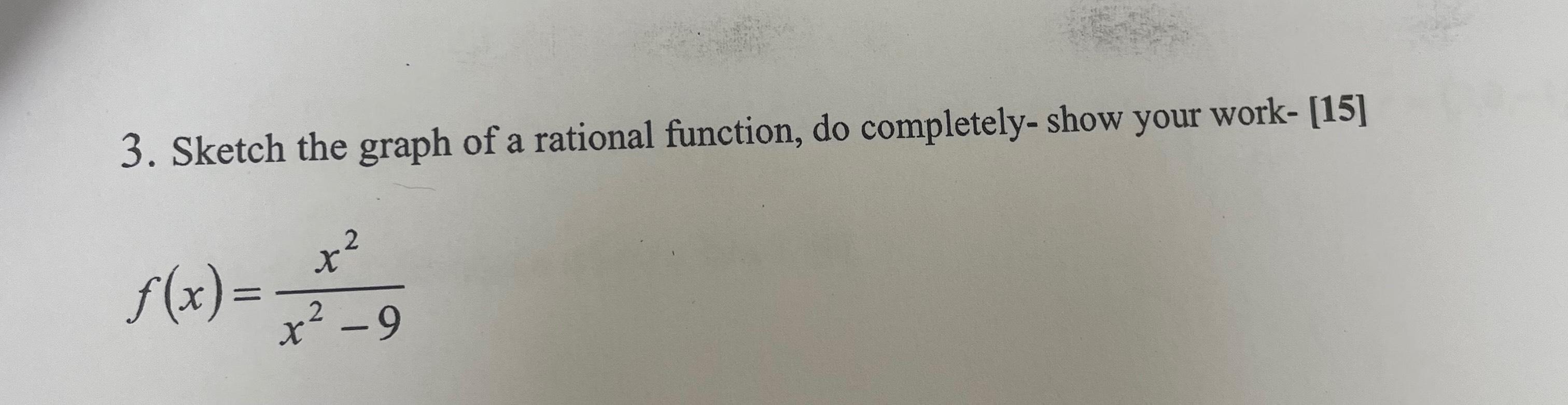 Solved Sketch the graph of a rational function, do | Chegg.com