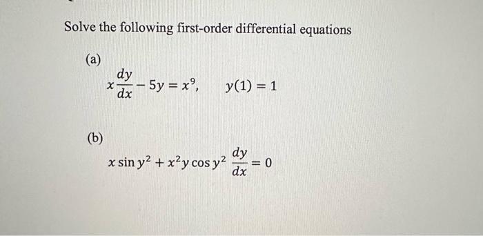 Solved Solve the following first-order differential | Chegg.com