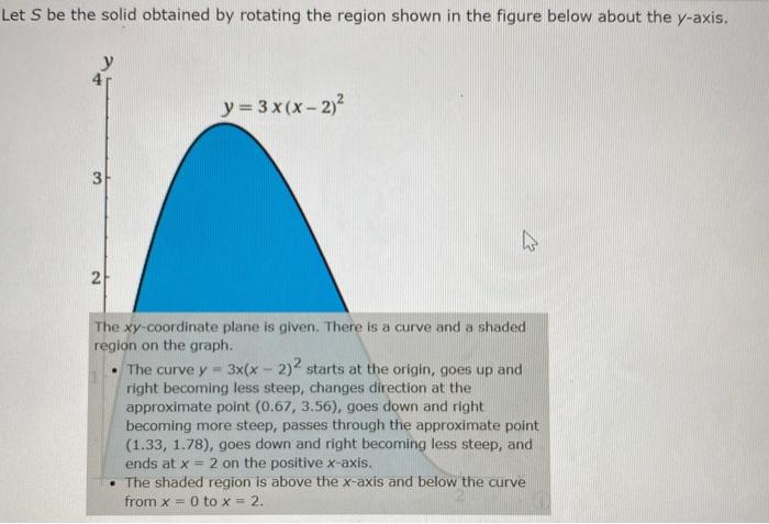 Solved Let S be the solid obtained by rotating the region | Chegg.com