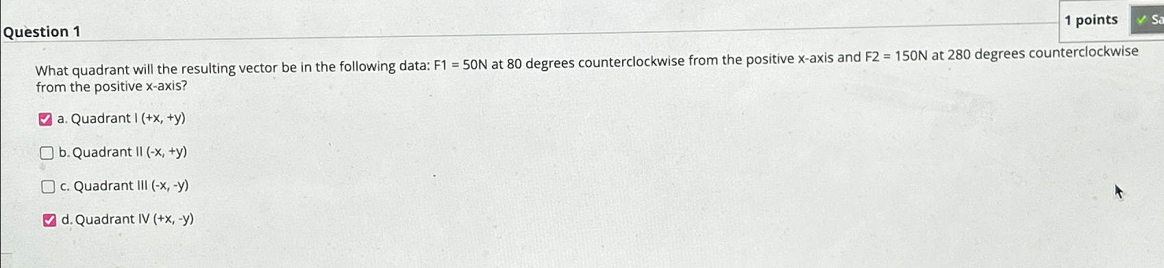 Solved Question 11 ﻿pointsWhat quadrant will the resulting | Chegg.com