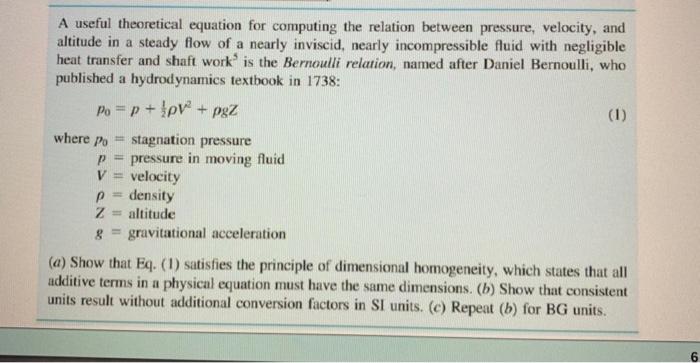Solved A useful theoretical equation for computing the | Chegg.com