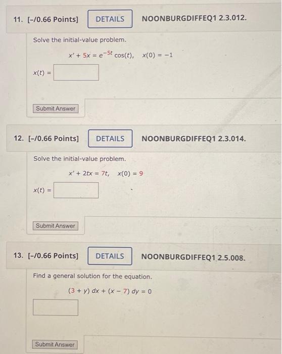 Solved 11. [-/0.66 Points] DETAILS Solve the initial-value | Chegg.com