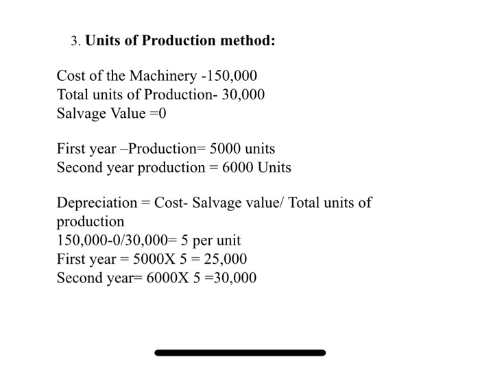 Solved 3. Units of Production method: Cost of the Machinery | Chegg.com