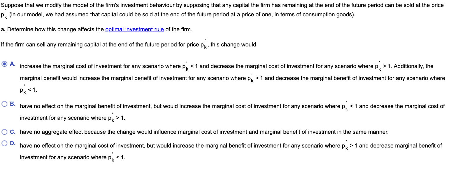 Solved Suppose that we modify the model of the firm's | Chegg.com