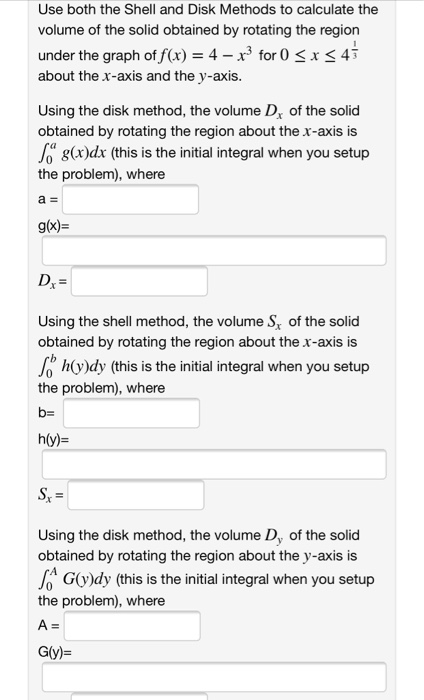 Solved Use both the Shell and Disk Methods to calculate the | Chegg.com