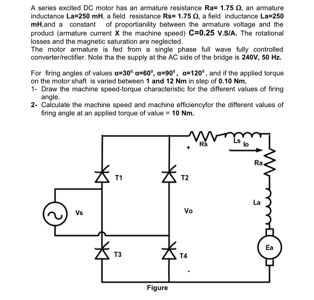 Solved A series excited DC motor has an armature resistance | Chegg.com