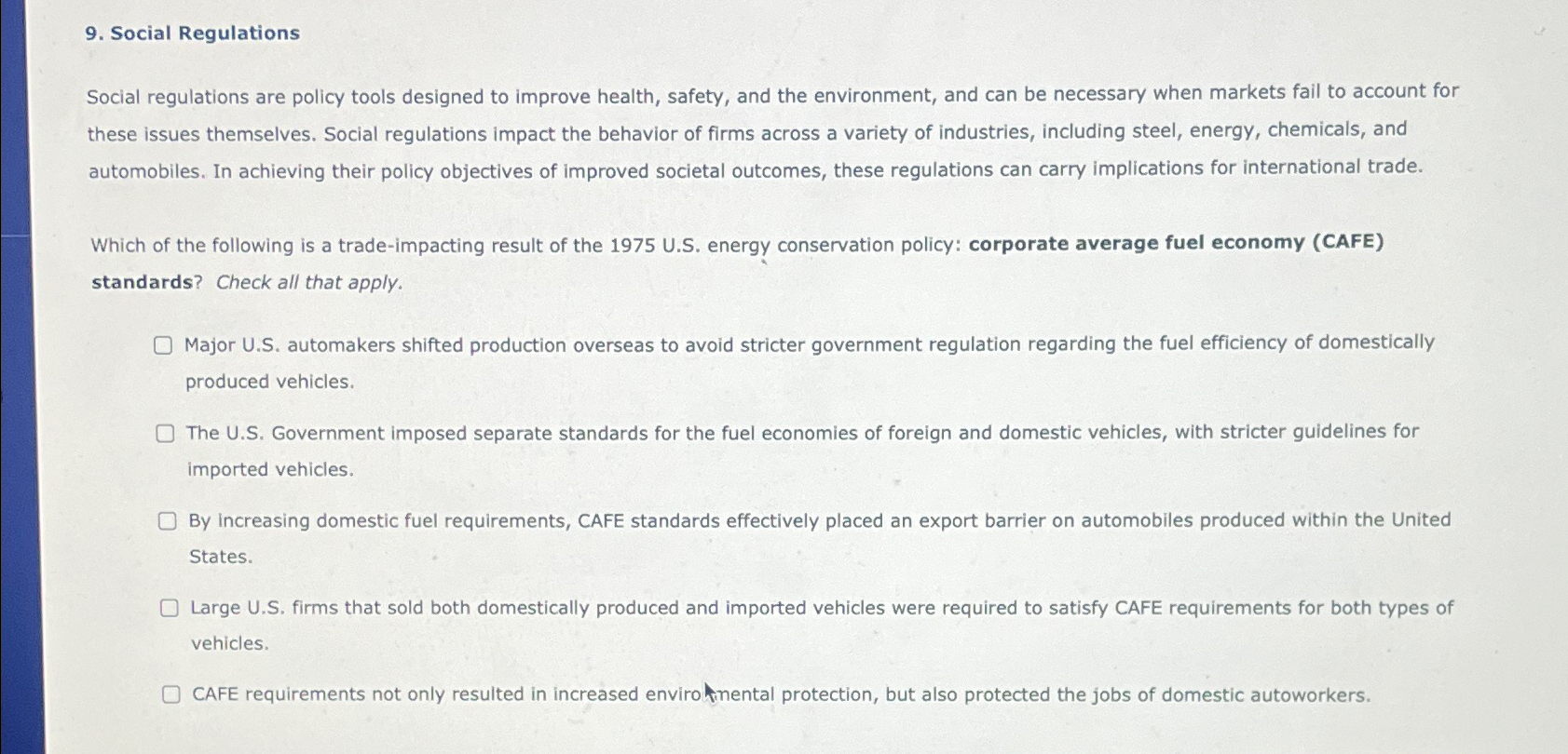 Solved Social RegulationsSocial regulations are policy tools | Chegg.com