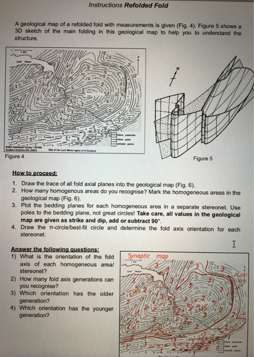 Instructions Refolded Fold A geological map of a | Chegg.com