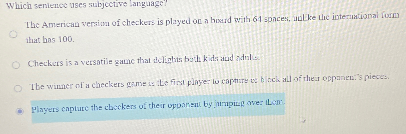 Solved Which sentence uses subjective language?The American | Chegg.com