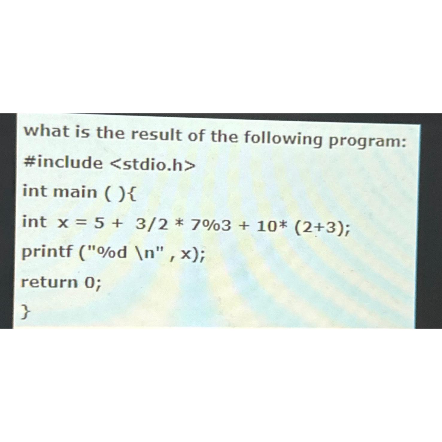 Solved what is the result of the following program: #include | Chegg.com