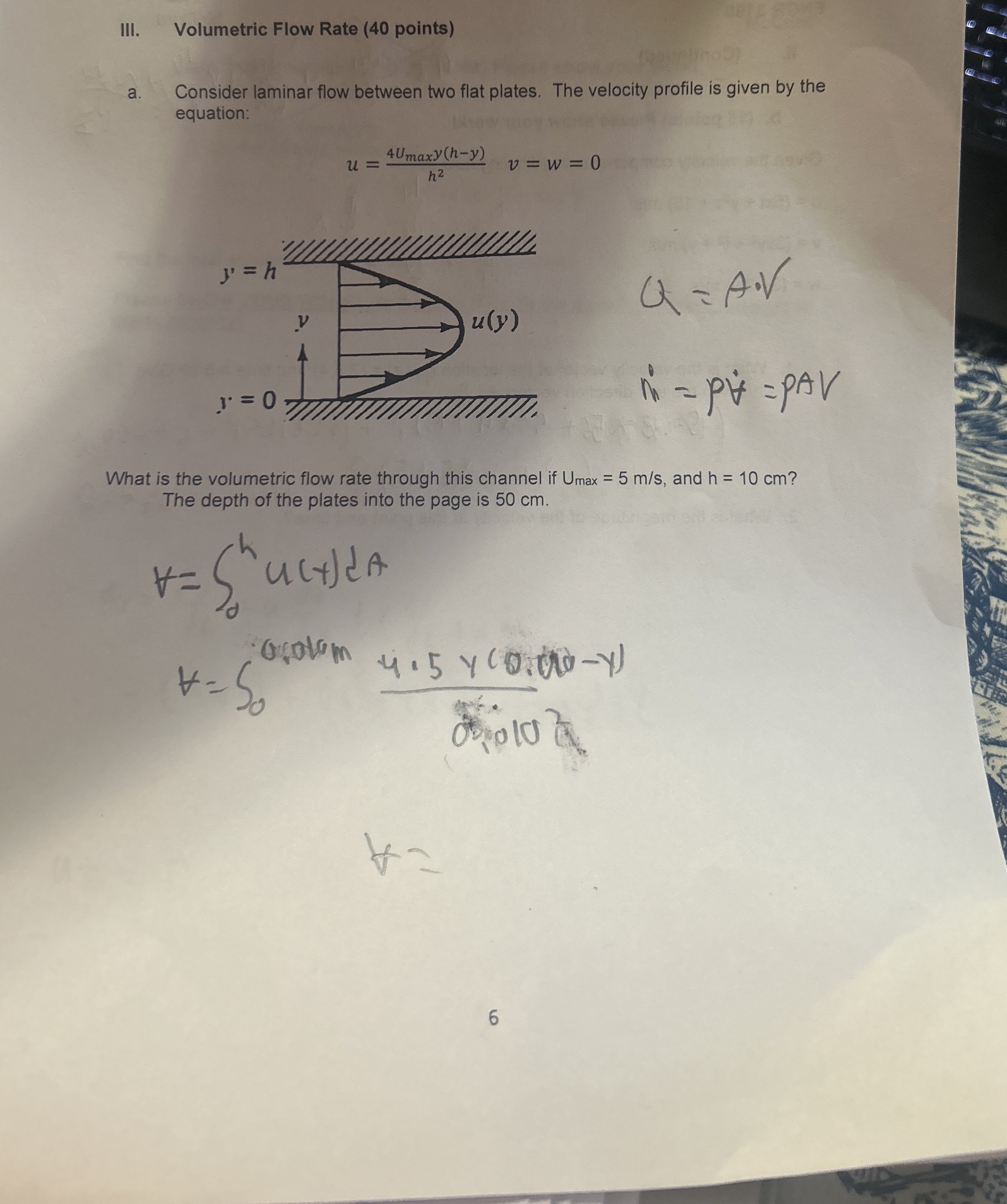 Solved III. Volumetric Flow Rate ( 40 ﻿points)a. ﻿Consider | Chegg.com