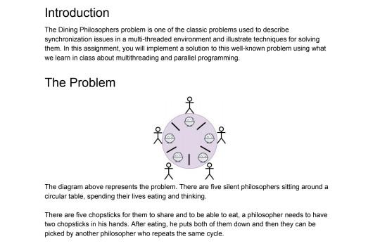 Solved Introduction The Dining Philosophers problem is one | Chegg.com