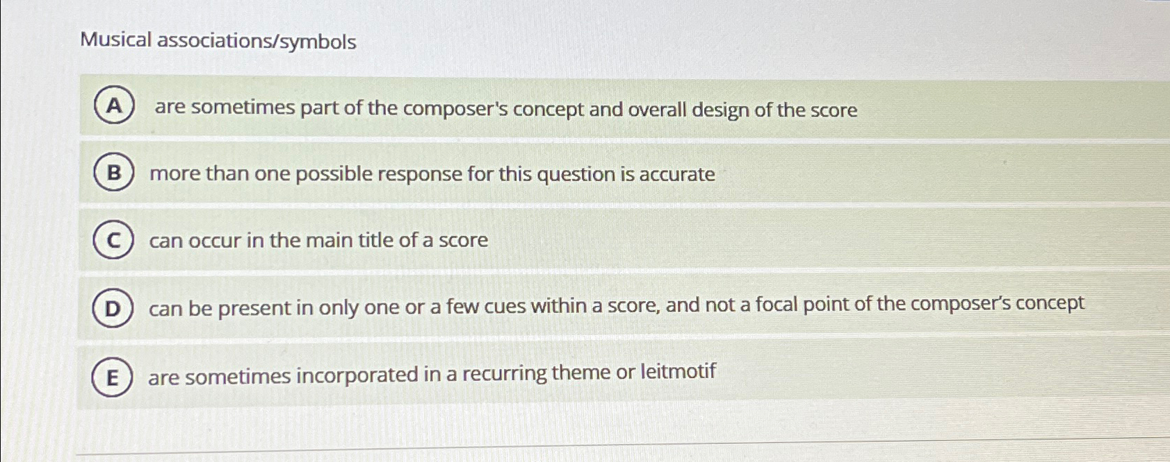 Solved Musical associations/symbolsare sometimes part of the | Chegg.com