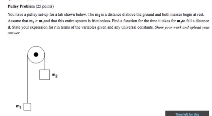 Solved Pulley Problem (25 points) You have a pulley set-up | Chegg.com