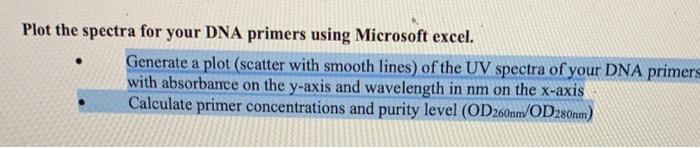 Solved Plot the spectra for your DNA primers using Microsoft | Chegg.com