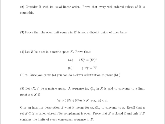 Solved (2) Consider R with its usual linear order. Prove | Chegg.com