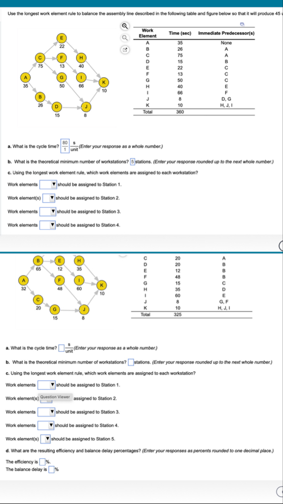 Solved Use the longest work element rule to balance the | Chegg.com