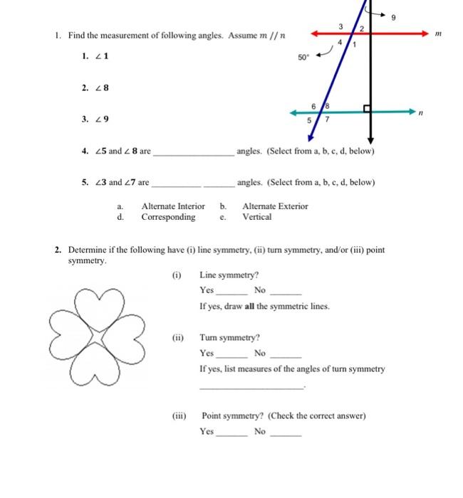 Solved 3 2 1. Find the measurement of following angles. | Chegg.com