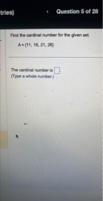 Solved Find the cardinal number for the given set. | Chegg.com