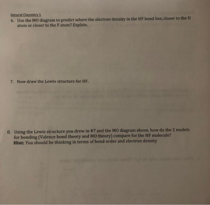 Solved General Chemistry 1 Workshop 8: Molecular Orbital | Chegg.com