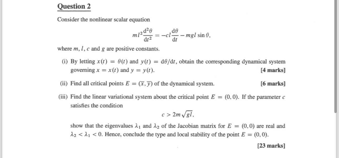 Solved Question 2Consider the nonlinear scalar | Chegg.com