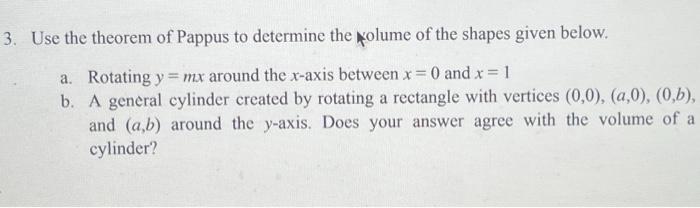Use the theorem of Pappus to determine the polume of | Chegg.com
